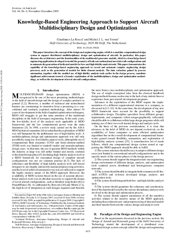 (PDF) Knowledge-Based Engineering Approach to Support Aircraft Multidisciplinary Design and ...