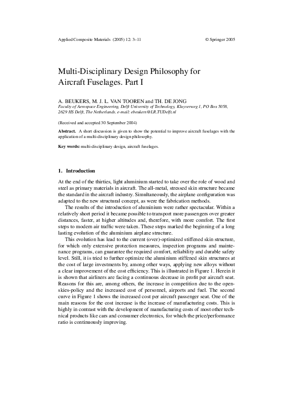 (PDF) Multi-Disciplinary Design Philosophy for Aircraft Fuselages. Part I