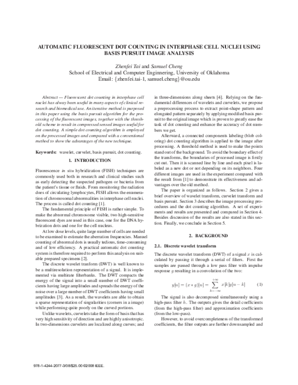 (PDF) Automatic Fluorescent Dot Counting in Interphase Cell Nuclei using Basis Pursuit Image ...