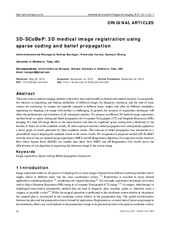 Pdf 3d Scobep 3d Medical Image Registration Using Sparse Coding And Belief Propagation