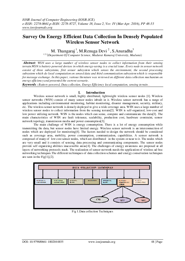 Pdf Survey On Energy Efficient Data Collection In Densely Populated Wireless Sensor Network