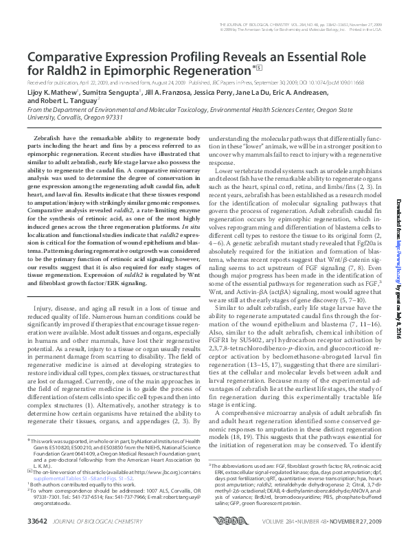 (PDF) Comparative Expression Profiling Reveals an Essential Role for ...
