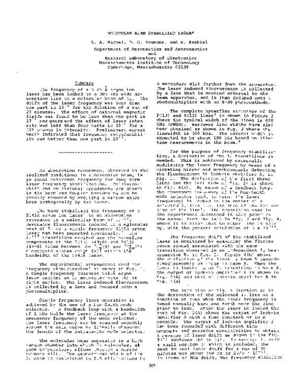 (PDF) Molecular Beam Stabilized Laser