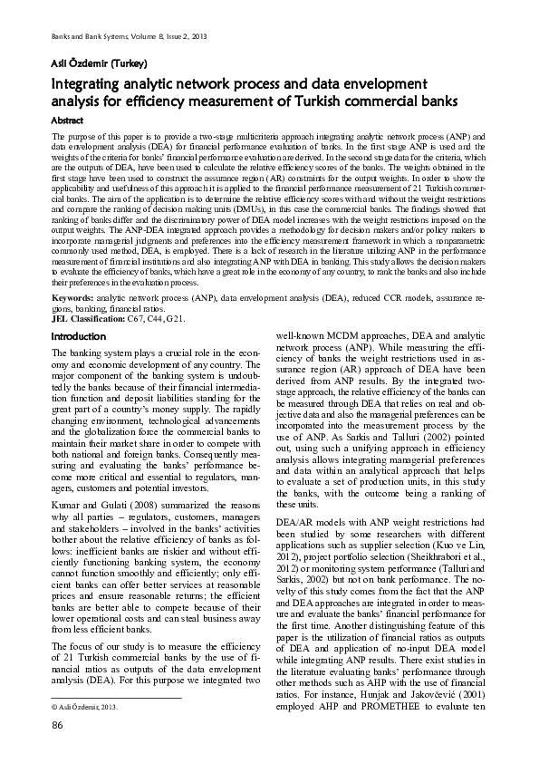 (PDF) Integrating analytic network process and data envelopment analysis for efficiency ...