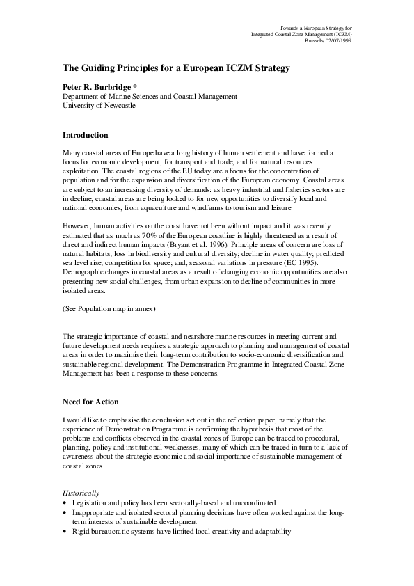 (PDF) The Guiding Principles for a European ICZM Strategy