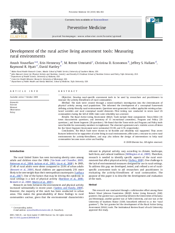 (PDF) Development of the rural active living assessment tools ...