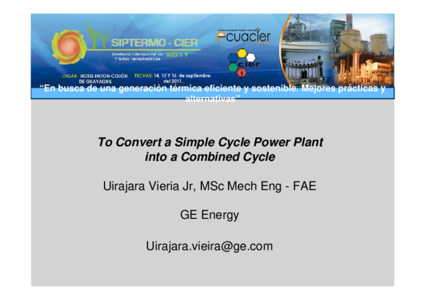 (PDF) To Convert a Simple Cycle Power Plant into a Combined Cycle