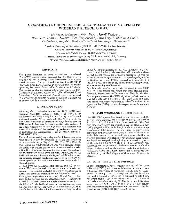 Pdf A Candidate Proposal For A 3gpp Adaptive Multi Rate Wideband Speech Codec 7870