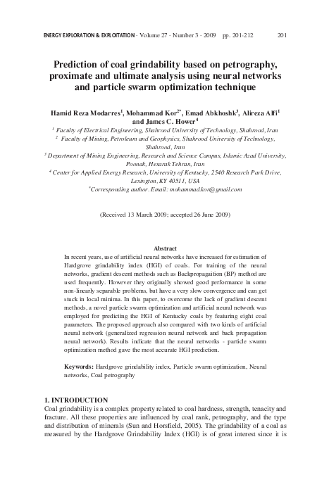(PDF) Prediction of coal grindability based on petrography, proximate ...