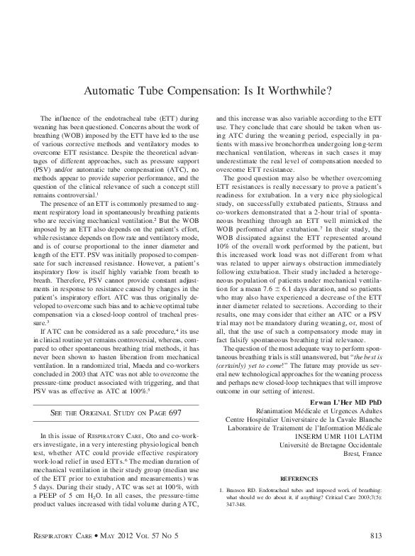 (PDF) Automatic Tube Compensation: Is It Worthwhile?