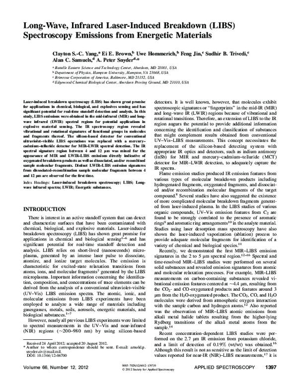 (PDF) Long-Wave, Infrared Laser-Induced Breakdown (LIBS) Spectroscopy ...
