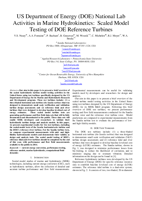 (PDF) US Department of Energy (DOE) National Lab Activities in Marine ...
