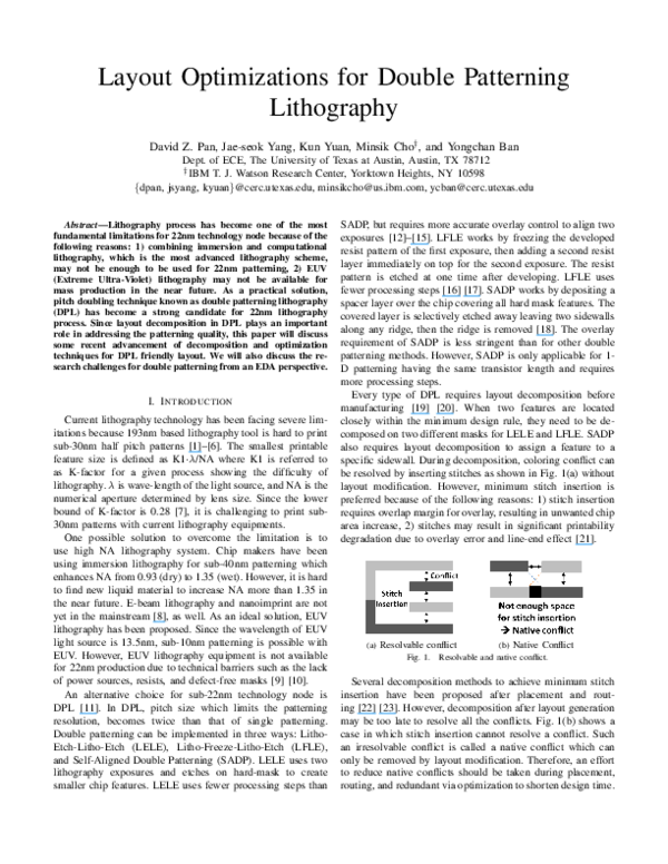 (PDF) Layout optimizations for double patterning lithography