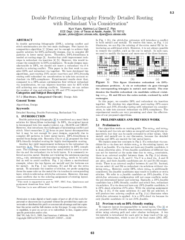 (PDF) Double patterning lithography friendly detailed routing with ...