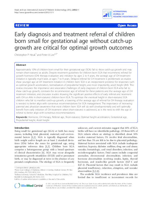 (PDF) Catch-down growth during infancy of children born small (SGA) or ...