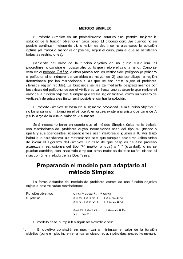 (DOC) METODO SIMPLEX