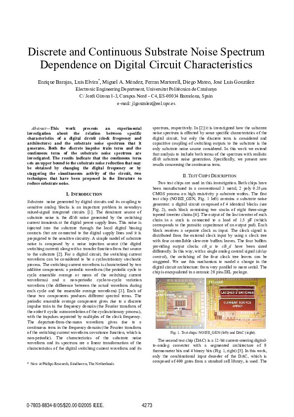 Pdf Discrete And Continuous Substrate Noise Spectrum Dependence On