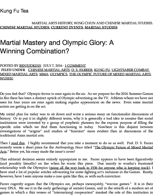 (PDF) Benjamin Judkins | Martial Mastery and Olympic Glory: A Winning ...