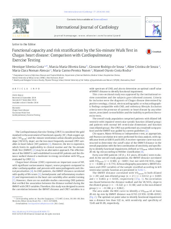 (PDF) Functional capacity and risk stratification by the Six-minute ...