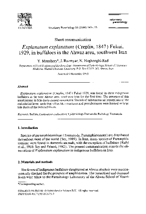 (PDF) Explanatum explanatum (Creplin, 1847) Fukui, 1929, in buffaloes ...