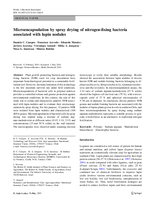 (PDF) Microencapsulation by spray drying of nitrogen-fixing bacteria ...
