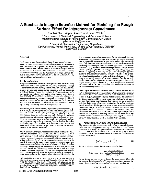 (PDF) A stochastic integral equation method for modeling the rough ...