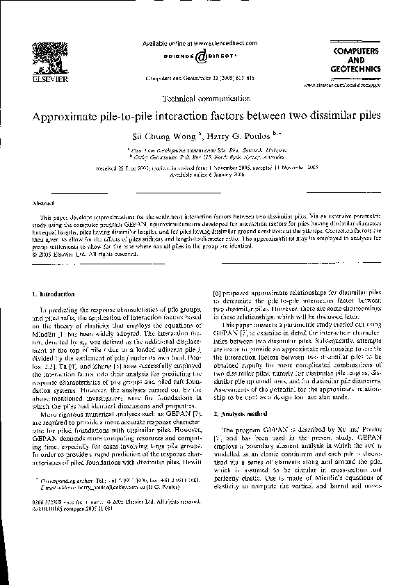 (PDF) Approximate pile-to-pile interaction factors between two dissimilar piles