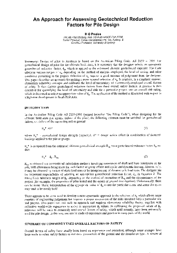 (PDF) An approach for assessing geotechnical reduction factors for pile ...