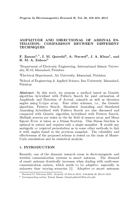 Pdf Amplitude And Directional Of Arrival Estimation Comparison Between Different Techniques
