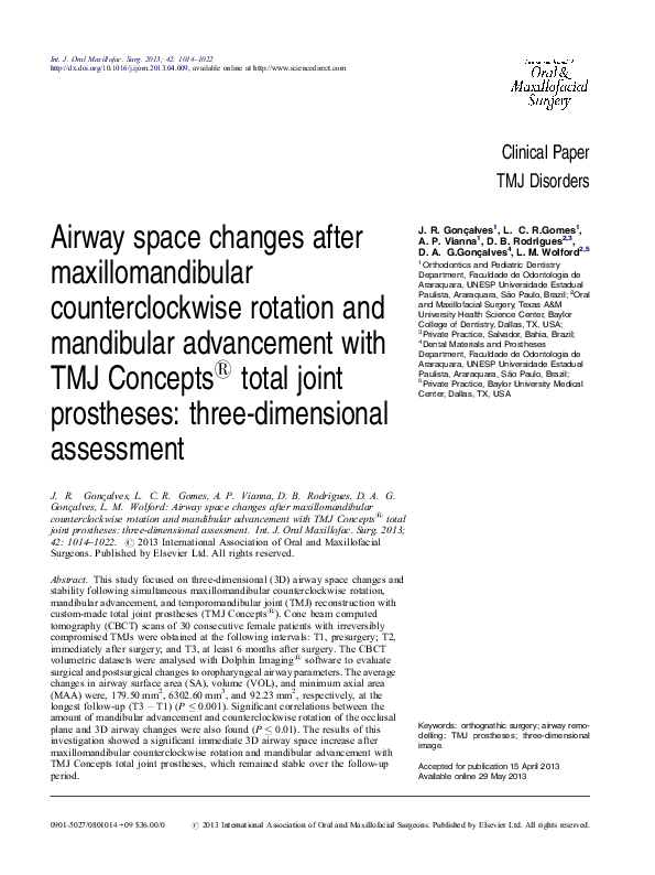 (PDF) Airway space changes after maxillomandibular counterclockwise ...