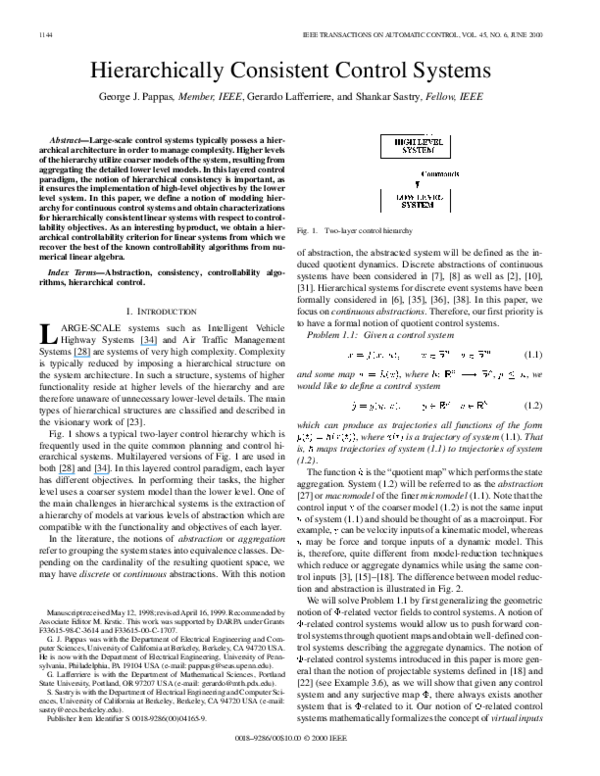 (PDF) Hierarchically consistent control systems | George Pappas - Academia.edu