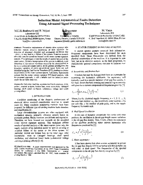 Pdf Induction Motor Asymmetrical Faults Detection Using Advanced