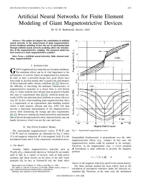 (PDF) Artificial neural networks for finite element modeling of giant magnetostrictive devices