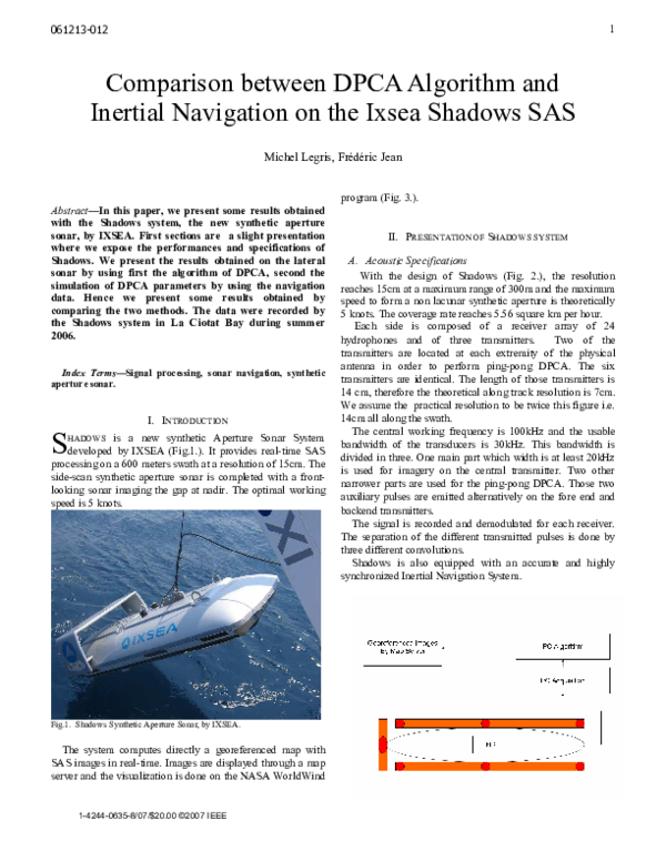 Pdf Comparison Between Dpca Algorithm And Inertial Navigation On The