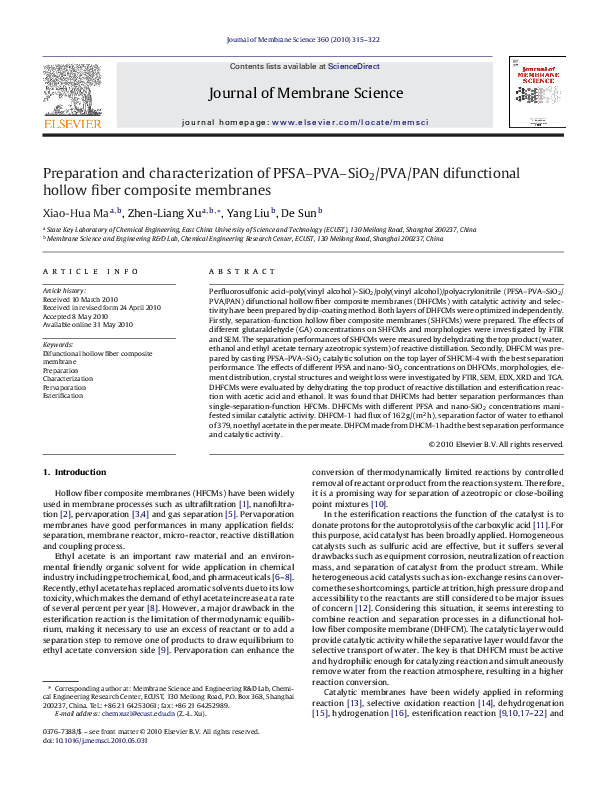 (PDF) Preparation and characterization of PFSA–PVA–SiO2/PVA/PAN ...