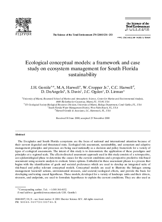 (PDF) Ecological conceptual models: a framework and case study on ...