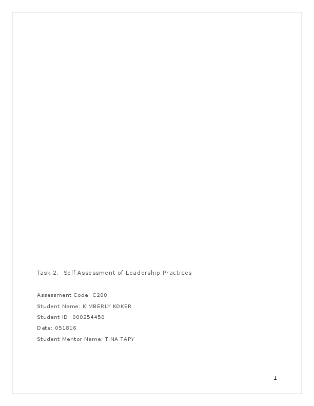 (DOC) Task 2: Self-Assessment of Leadership Practices