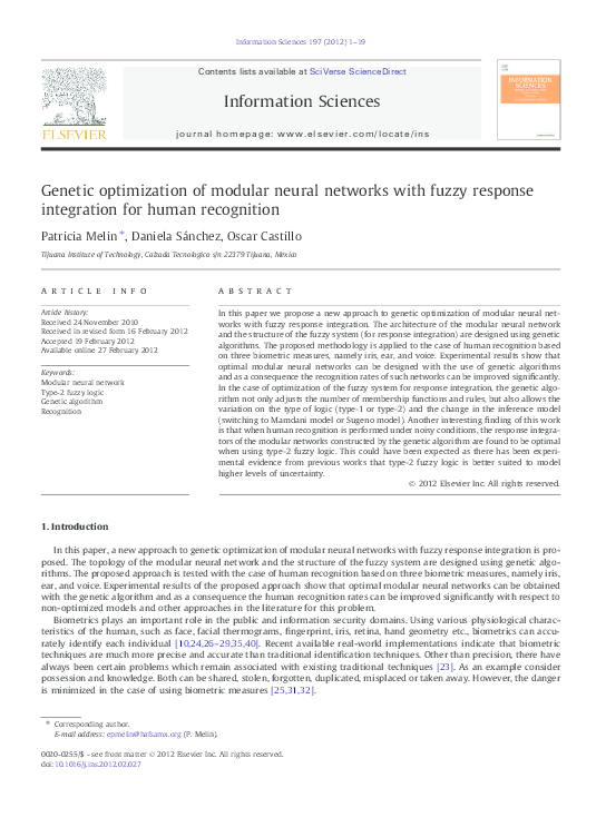 Genetic Optimization Of Modular Neural Networks With Fuzzy Response