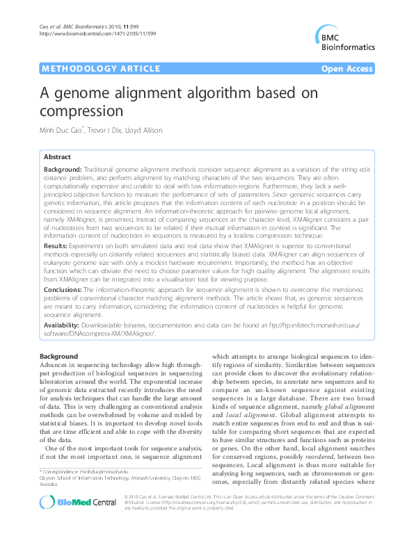 (PDF) A genome alignment algorithm based on compression