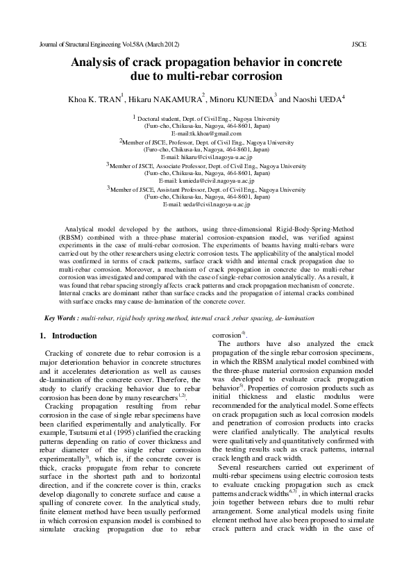 (PDF) Analysis of crack propagation behavior in concrete due to multi-rebar corrosion