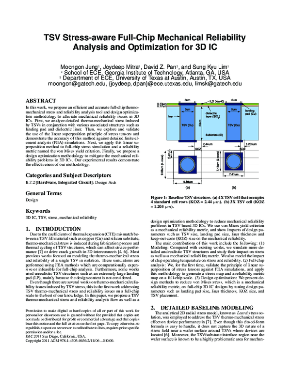 (PDF) TSV stress-aware full-chip mechanical reliability analysis and optimization for 3D IC