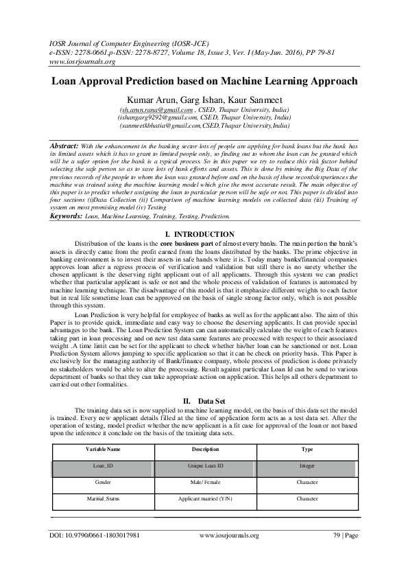 Pdf Loan Approval Prediction Based On Machine Learning Approach