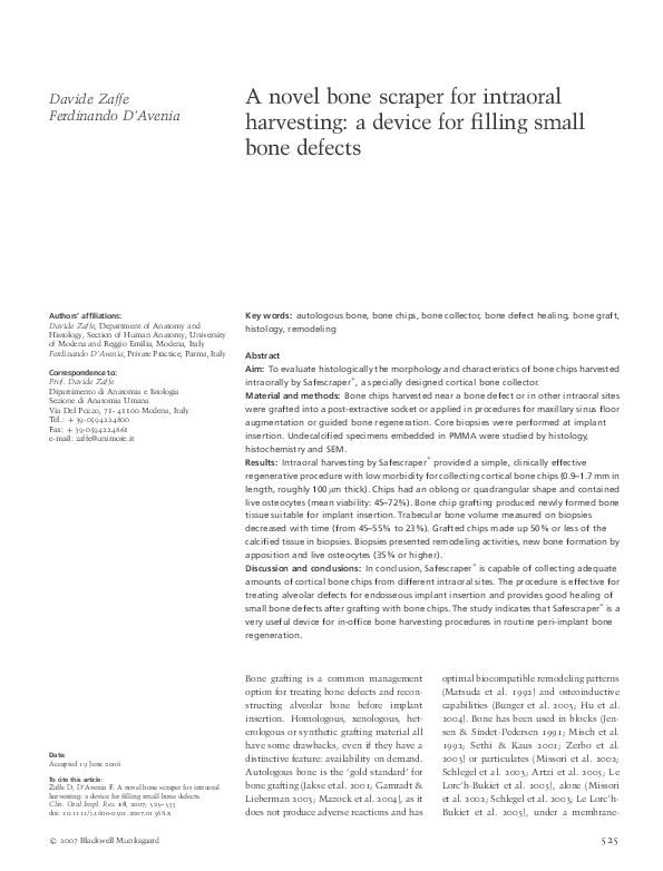 (PDF) A novel bone scraper for intraoral harvesting: a device for ...