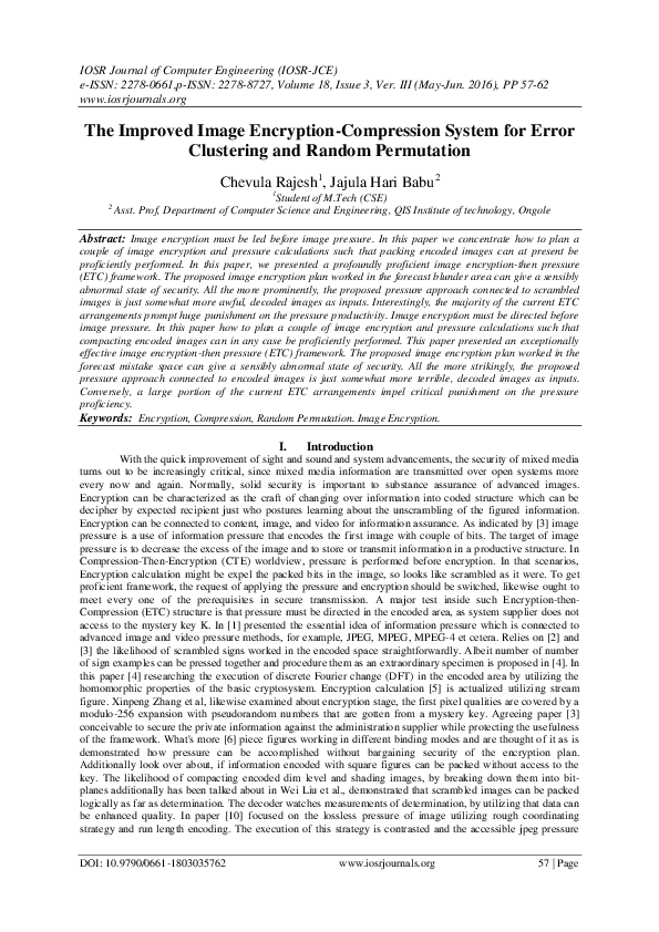 (PDF) The Improved Image Encryption-Compression System for Error Clustering and Random Permutation