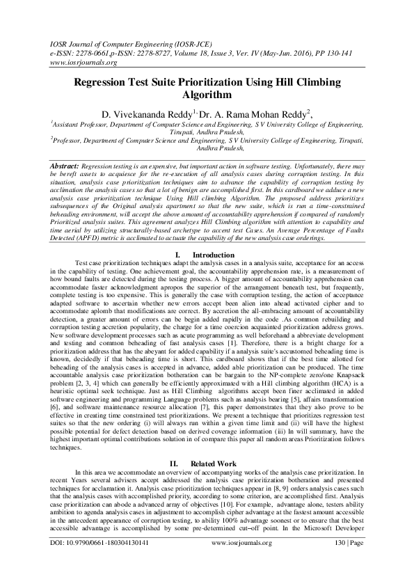 Pdf Regression Test Suite Prioritization Using Hill Climbing Algorithm 8587