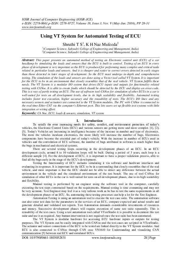 (PDF) Using VT System for Automated Testing of ECU