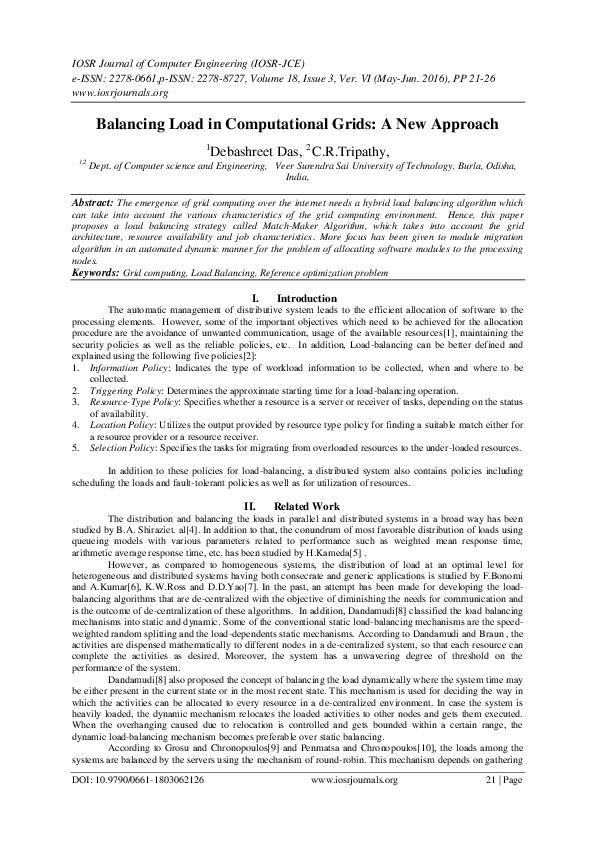 Pdf Balancing Load In Computational Grids A New Approach Iosr Journals