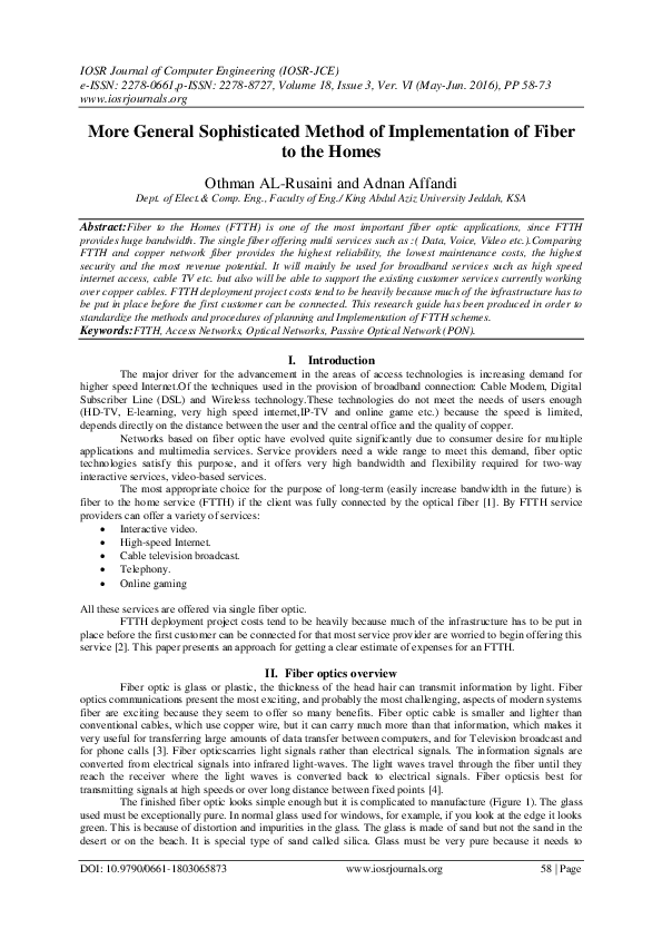 (PDF) More General Sophisticated Method of Implementation of Fiber to ...