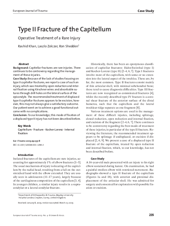 (PDF) Type II Fracture of the Capitellum