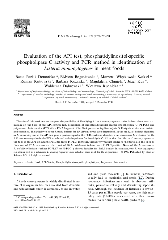 (PDF) Evaluation of the API test, phosphatidylinositol-specific ...